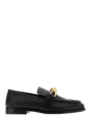 Bottega Veneta Leather Loafer With Gold Tone Detail - Black