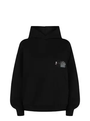 Balenciaga Hoodie With Concealed Logo Detail - Black
