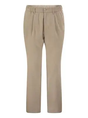 Herno Wool And Modal-blend Trousers With Elasticated Waist - Cream
