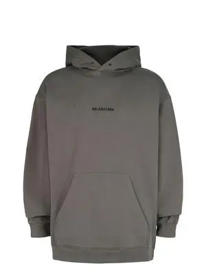 Balenciaga Embroidered Logo Medium Fit Hoodie 'smoked /black - Grey