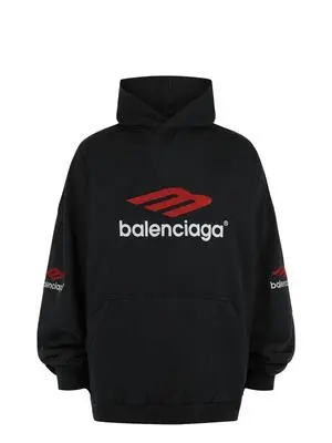 Balenciaga 3b Sports Icon Oversized Hoodie - Black