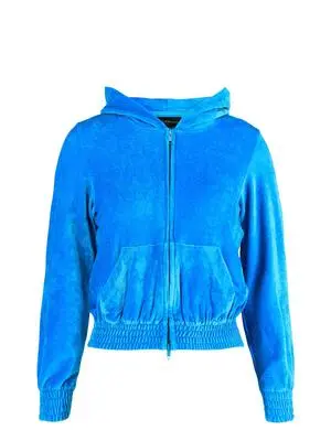 Balenciaga Velvet Zip Up Hoodie - Blue