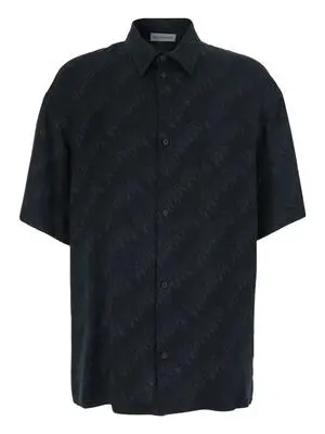 Balenciaga Short Sleeve Shirt With All-over Monogram - Black