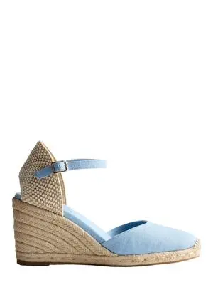 Quince Quince Canvas Espadrille Wedge Sandal Chambray Blue