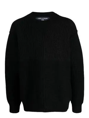 Comme Des Garçons V-neck Wool Pullover - Navy