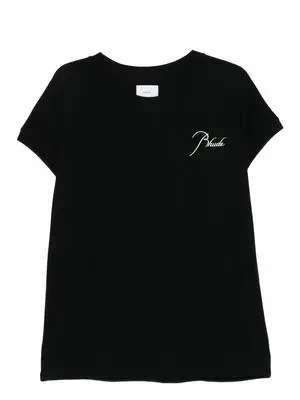Rhude Rhude Men's Classic Crew Neck T-Shirt With Embroidered Logo Nero