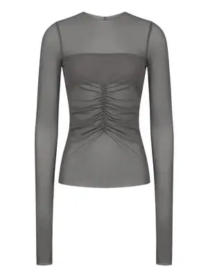 RICK OWENS RICK OWENS Asymmetrical Ruched Mesh Top