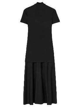 JIL SANDER Short Sleeve Midi Dress - Navy