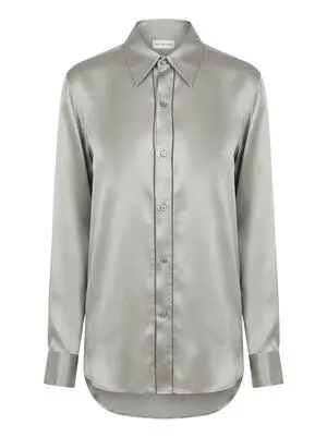 Dries Van Noten DRIES VAN NOTEN 100% Silk Long-Sleeve Shirt Mint