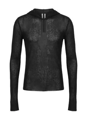 RICK OWENS RICK OWENS Ribbed Long Sleeve Hooded T-Shirt
