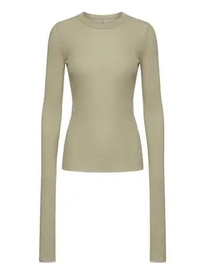 Rick Owens Ribbed Long Sleeve T-shirt - Sand