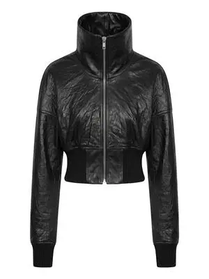Rick Owens Leather Bomber Jacket - Black