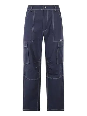 CARRER Cargo Trousers With Contrast Stitching - Navy