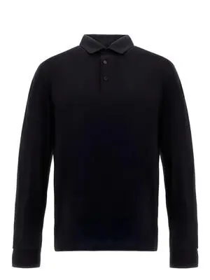 Herno Long Sleeve 100% Wool Polo Shirt - Blu