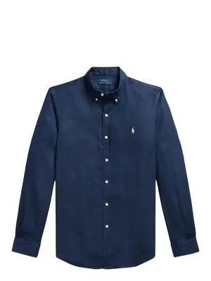 Ralph Lauren Slim Fit Band Collar Button-down Shirt - Navy