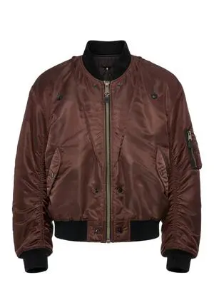 MAISON MARGIELA Maison Margiela Quilted-Effect Crewneck Zip-Up Jacket Marrone