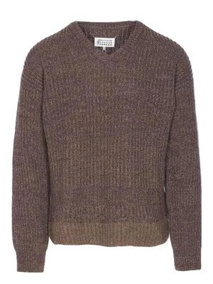 MAISON MARGIELA V-neck Knit Top - Brown