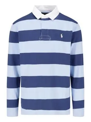 Polo Ralph Lauren Striped Long Sleeve Rugby Shirt - Blue