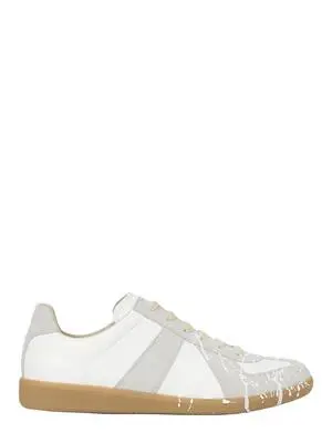 MAISON MARGIELA MAISON MARGIELA Leather And Suede Paint-Splashed Sneakers Bianco