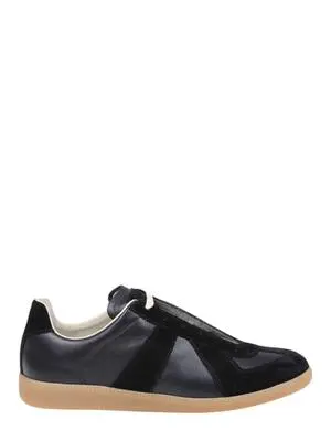 MAISON MARGIELA Maison Margiela Leather Round Toe Panelled Design Sneakers Nero