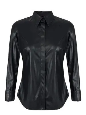 Elisabetta Franchi Long Sleeve Satin-effect Blouse - Nero