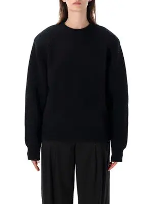 THE FRANKIE SHOP Wool-blend Sweater With Padded Shoulders And Raglan Sleeves - Nero