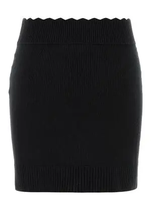 Chloé CHLOE Ribbed Wool & Silk Mini Skirt Black