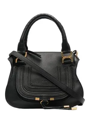 Chloé CHLOÉ Leather Mini Shoulder Bag With Zip Closure And Front Flap Pocket Nero