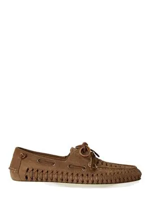 Ralph Lauren Suede Woven Boat Shoes - Brown