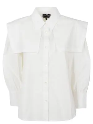 A.p.c. Cotton Button-up Shirt With Statement Collar - Blanc