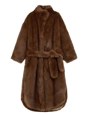 THE FRANKIE SHOP Ravello Faux Fur Robe Jacket - Brown