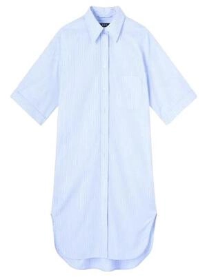 A.p.c. Chiara Mini Shirt Dress With Pin Stripes - Bleu Clair