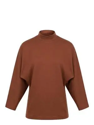 LAMIA LAGHA Organic Cotton Mini Turtleneck Tee - Brown