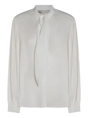 Tory Burch Elegant Bow-detail Georgette Blouse - Marshmallow