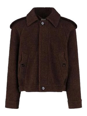 Burberry Wool Blend Checked Bomber Jacket - Ginger/ginger Check