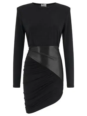 Andamane Long Sleeve Draped Mini Dress - Black
