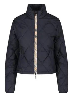 BURBERRY Burberry Quilted Zip-Front Cropped Jacket With Signature Check Trim