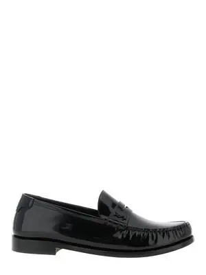 Saint Laurent SAINT LAURENT Glossy Leather Penny Loafers Black