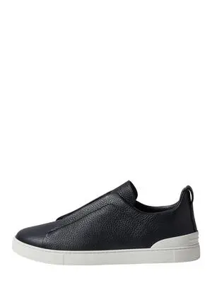 Zegna ZEGNA Cross-Over Elastic Band Leather Sneakers Blu