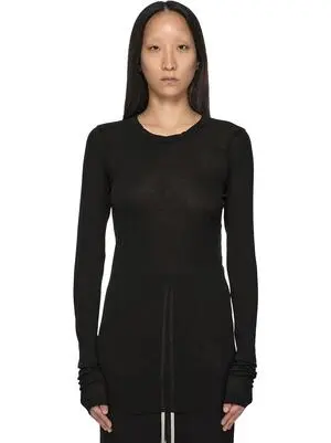 Rick Owens RICK OWENS DRKSHDW Long-Sleeve Crewneck T-Shirt With Raw-Cut Hem Nero