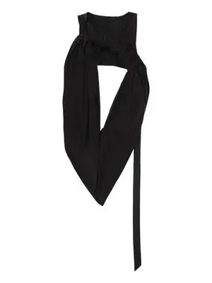 Rick Owens Asymmetrical Draped Cotton Halter Top - Black