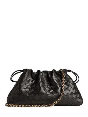 Bottega Veneta BOTTEGA VENETA Mini Intrecciato Leather Clutch With Chain Strap Marrone