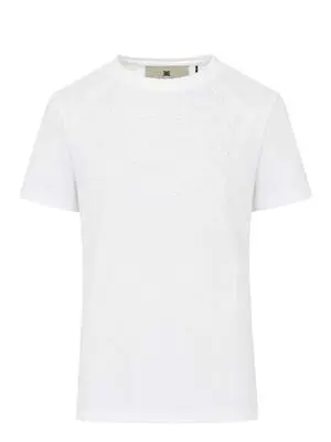 Elisabetta Franchi Crewneck Cotton T-shirt With Embellished Detail - Nero