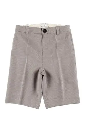 Gucci Houndstooth Bermuda Shorts With Web Detail - Coffee