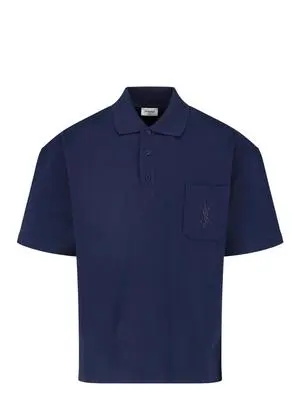 Saint Laurent Saint Laurent Short Sleeve Polo Shirt With Chest Pocket Blue