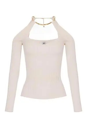 Elisabetta Franchi Ribbed Knit Sweater - Avorio