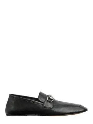 Gucci GUCCI Soft Leather Loafers With Silver-Tone Hardware Nero