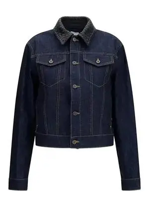Bottega Veneta Intrecciato Leather Collar Utility Jacket - Blu