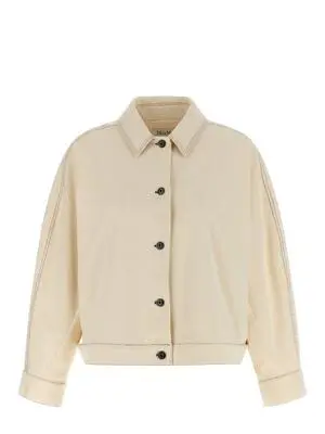 Max Mara Contrast Stitch Cropped Jacket - Ivory
