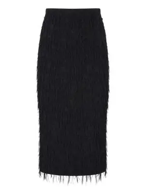 Patrizia Pepe Patrizia Pepe Textured Fringe Midi Skirt Nero